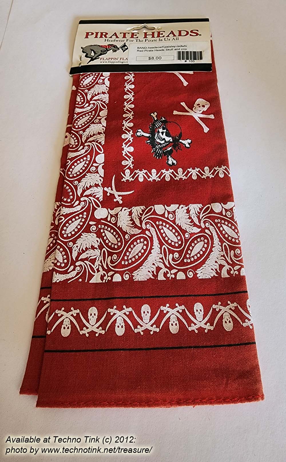 Red and White Paisley Pirate Head Scarf – Bandana